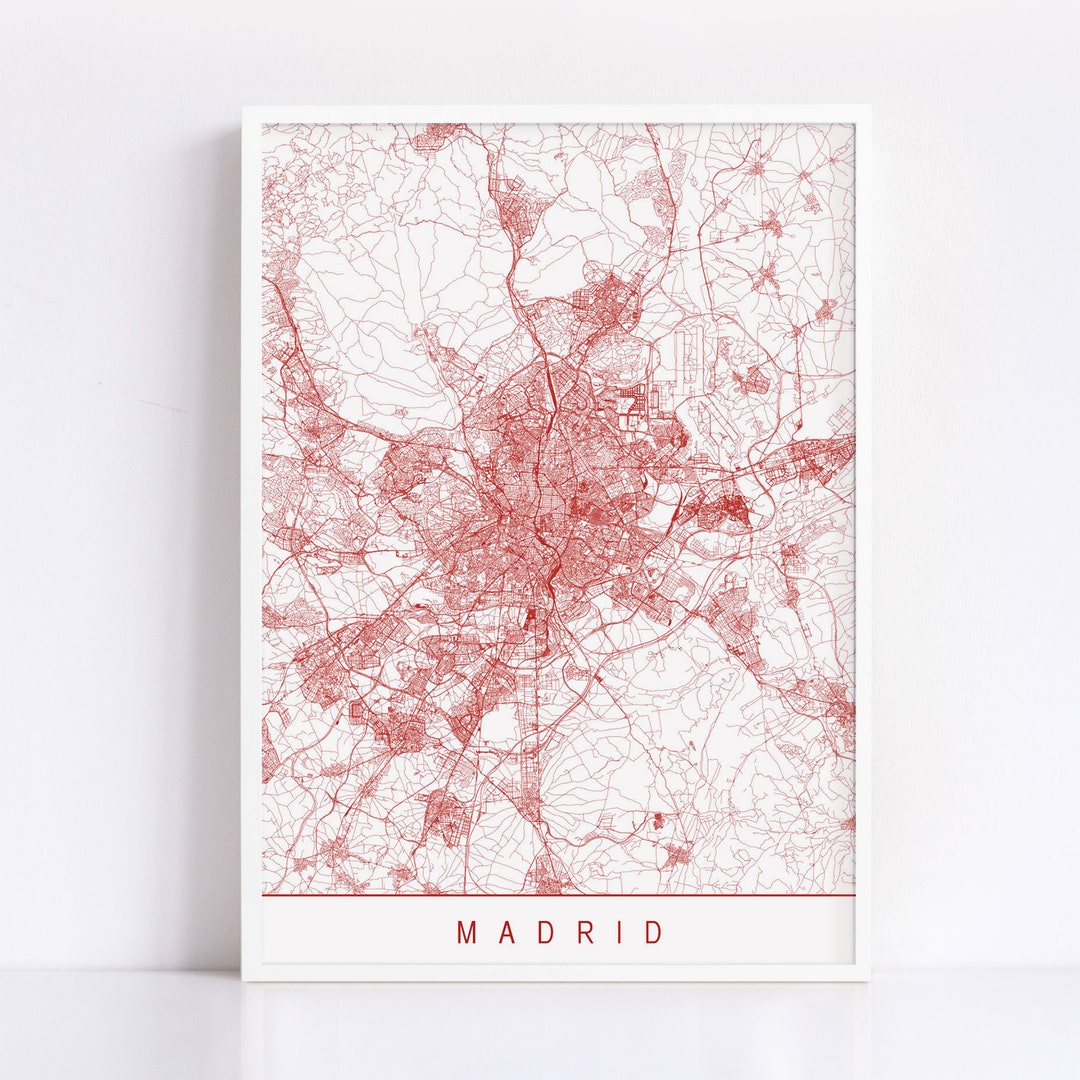MADRID MAP - High Quality Giclee Print, Minimalist Madrid Art Print ...