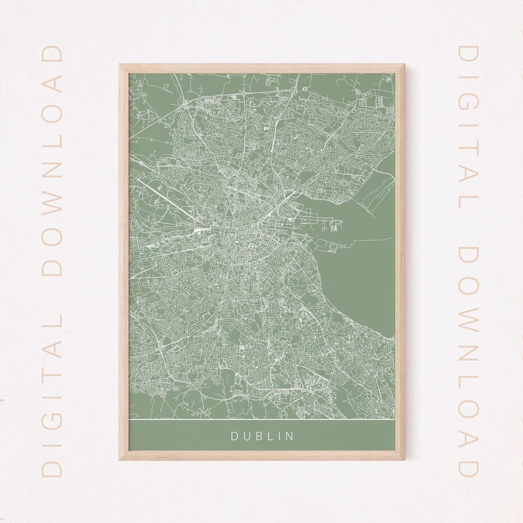 DUBLIN CITY MAP, Digital Download, Modern Ireland City Poster ...