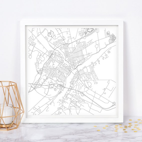 BANGOR CITY MAP Fine Art Map Poster Bangor Maine Map Print | Etsy