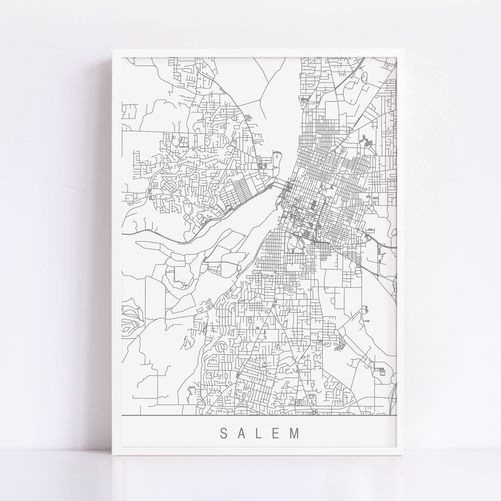 SALEM OREGON MAP - Customizable City Map, High Quality Giclee Print ...