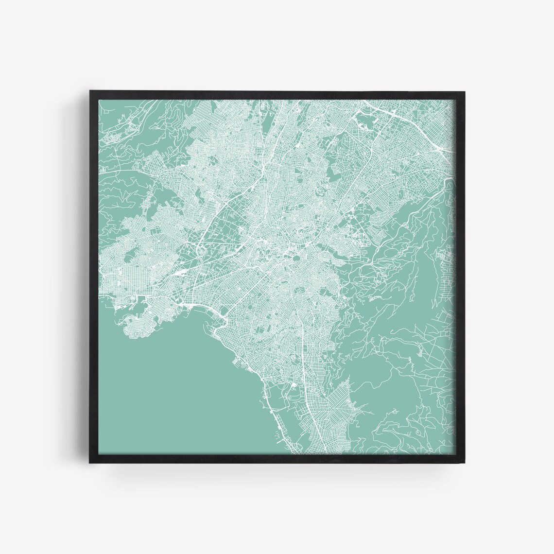 ATHENS Greece CITY MAP Poster Line Art City Map Road Map of Athens ...