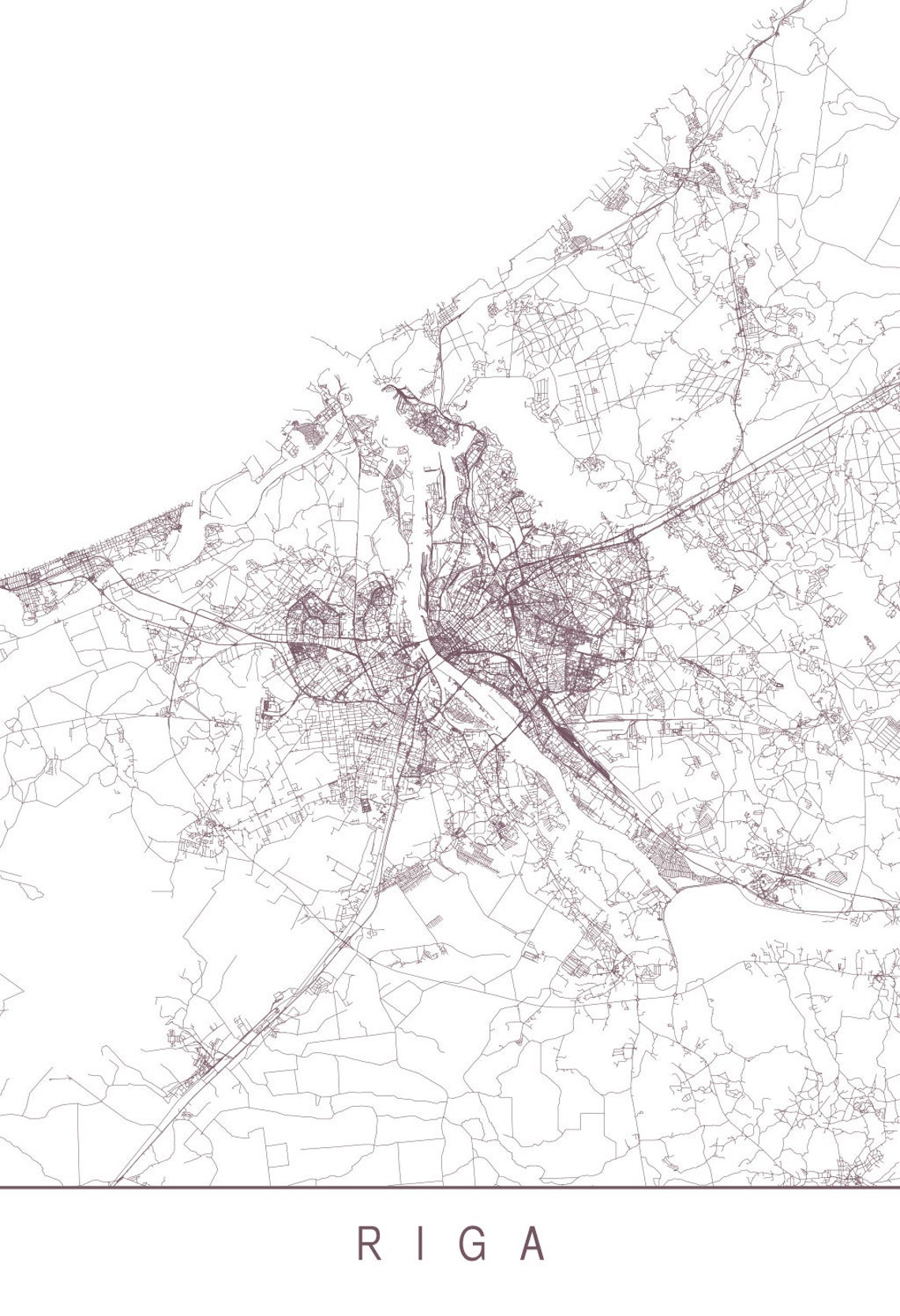 RIGA MAP Minimalist Riga Art Print Customizable City Map - Etsy Canada