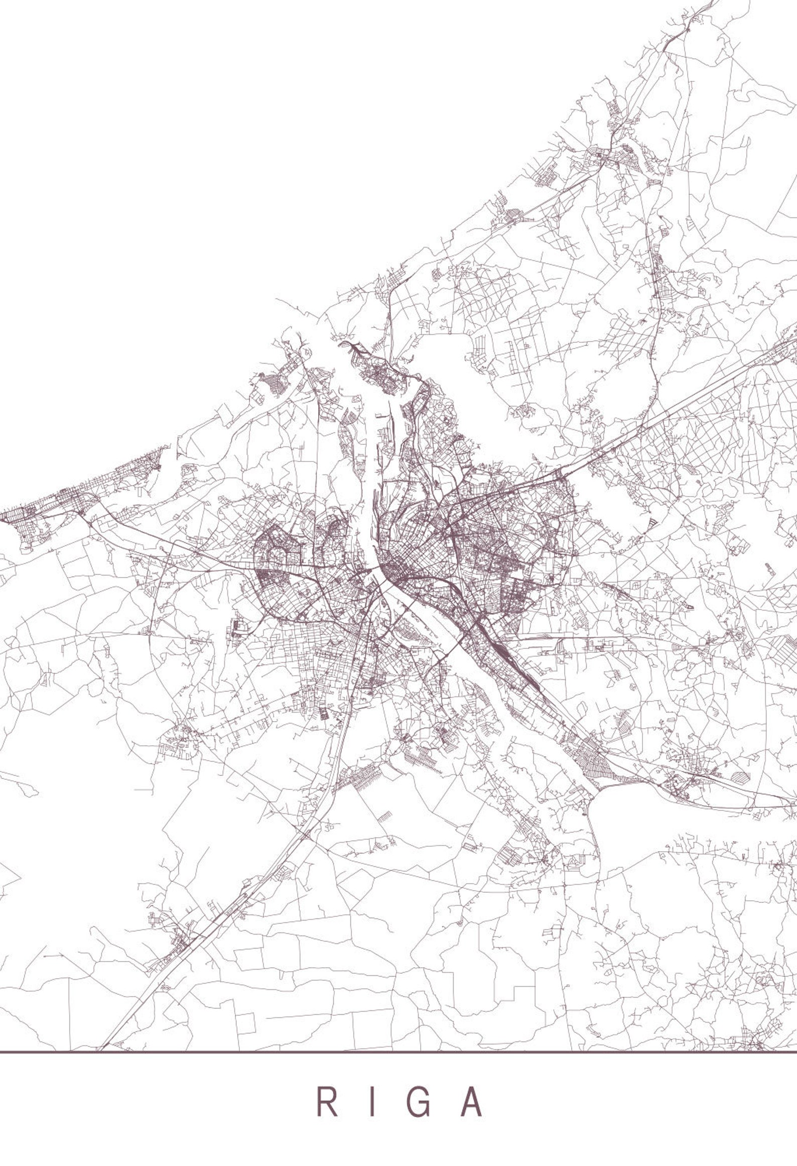 RIGA MAP Minimalist Riga Art Print Customizable City Map - Etsy Canada