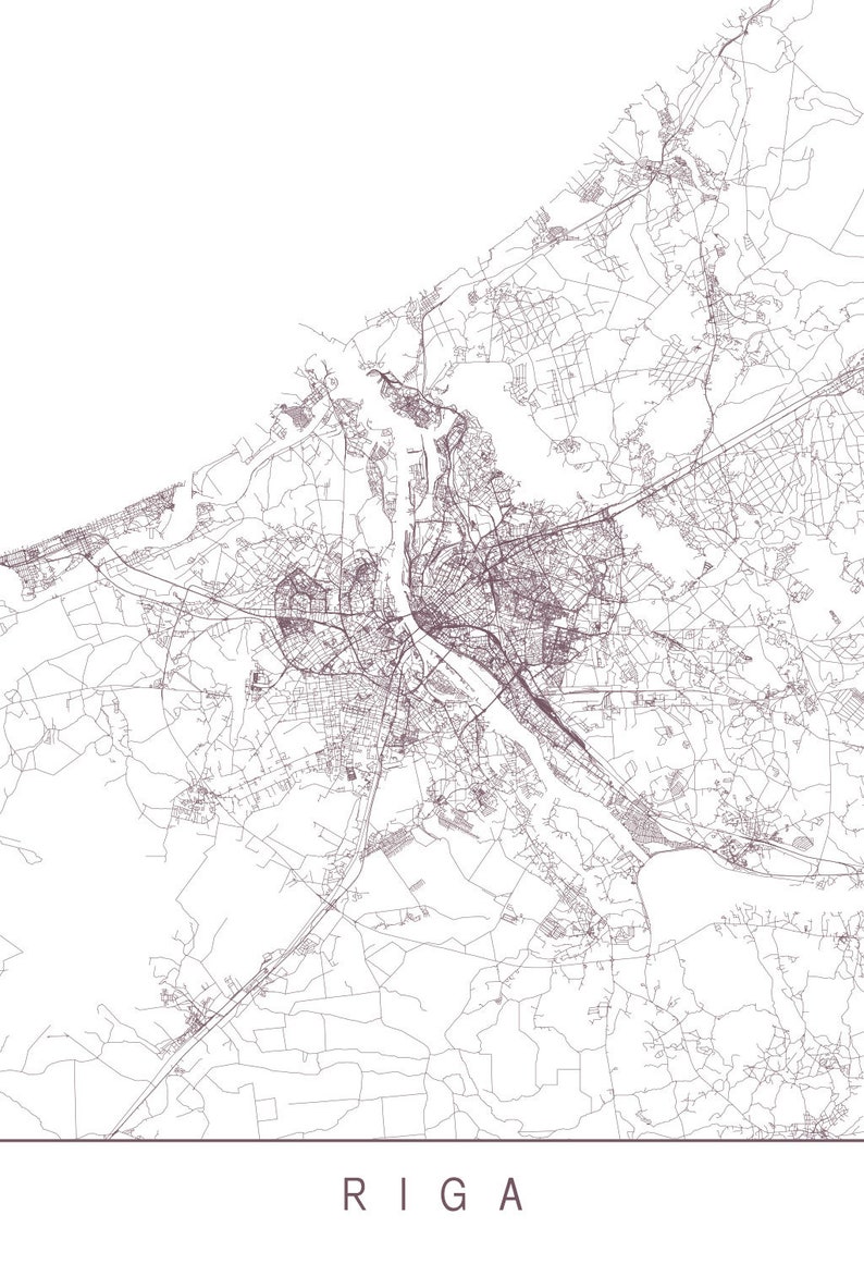 RIGA MAP Minimalist Riga Art Print Customizable City Map - Etsy Canada