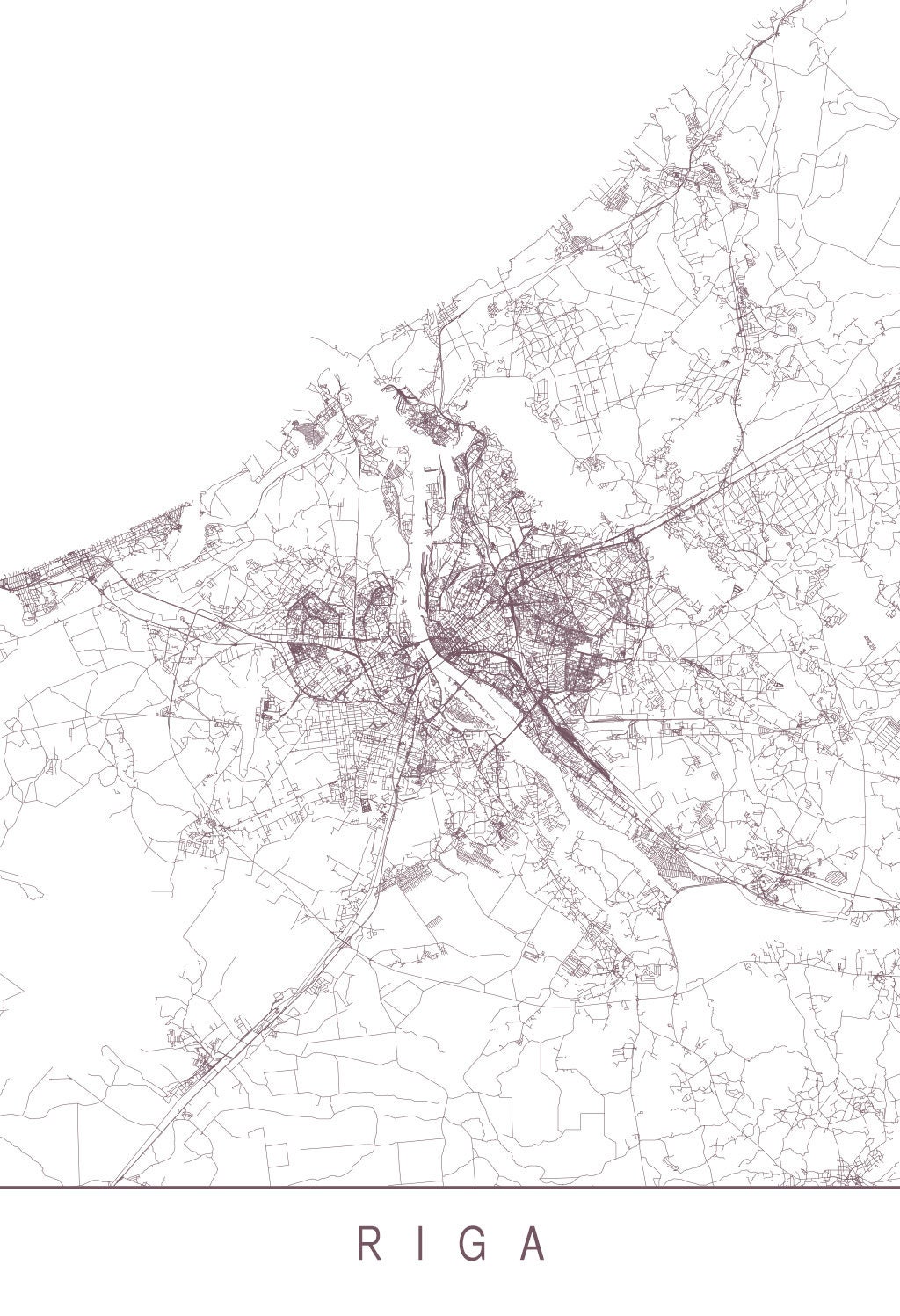 RIGA MAP Minimalist Riga Art Print Customizable City Map - Etsy Canada