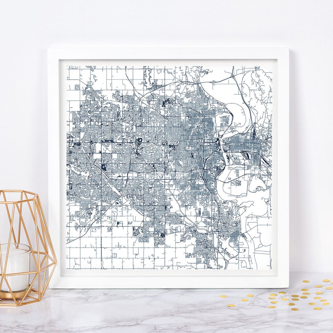 OMAHA CITY MAP - Fine Art Map Poster - Omaha Map Print Minimalist City ...