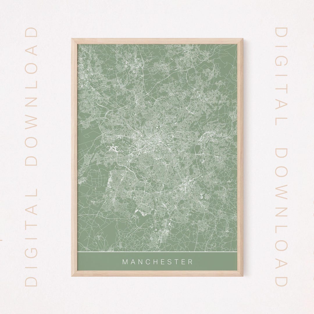 MANCHESTER CITY MAP Art Print, Line Art City Map, Manchester England ...