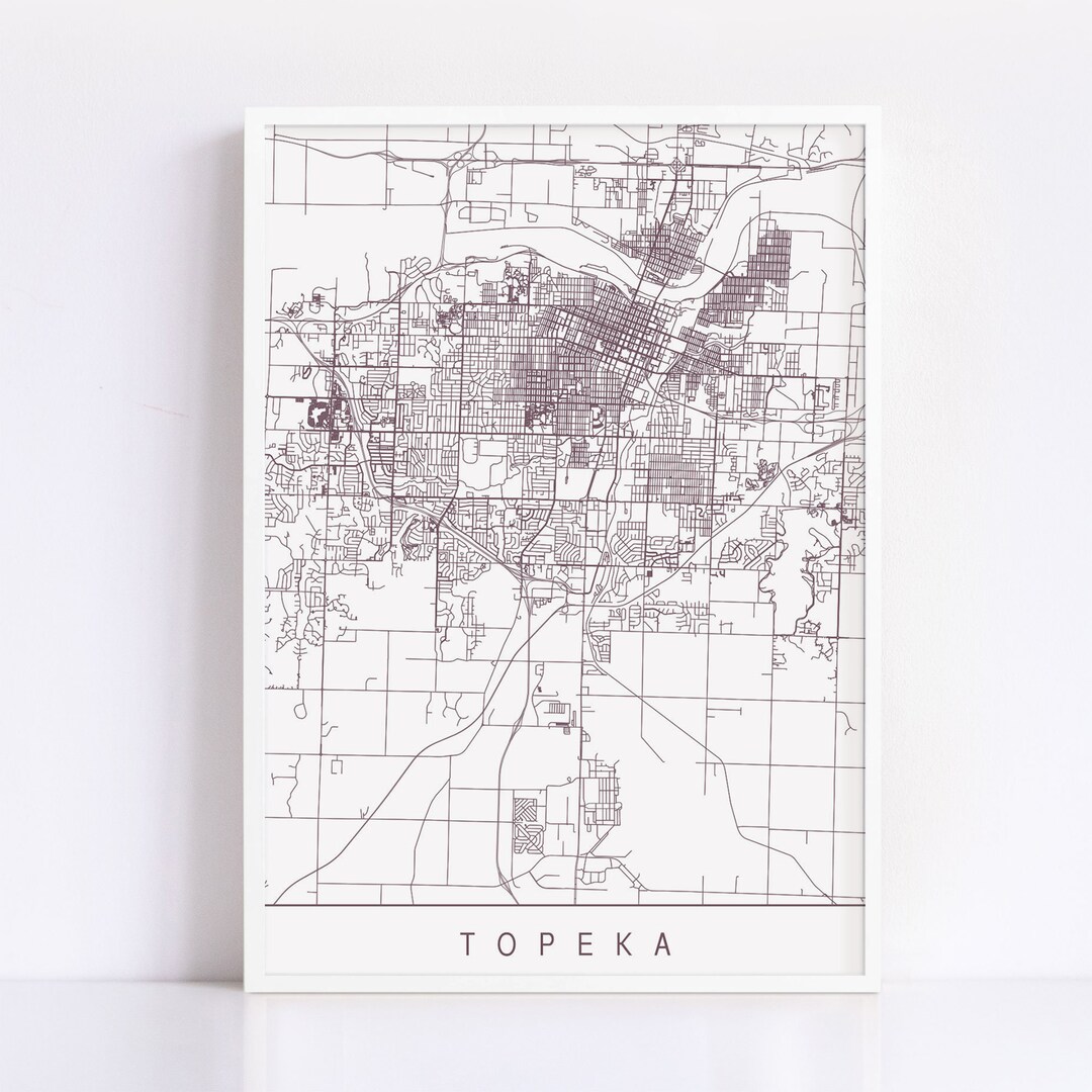 TOPEKA KANSAS MAP - Customizable City Map, High Quality Giclee Print ...