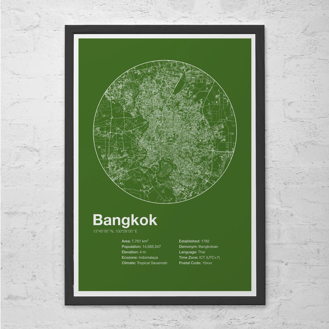 BANGKOK INFO MAP - Bangkok, Thailand - Minimalist Map of Bangkok ...