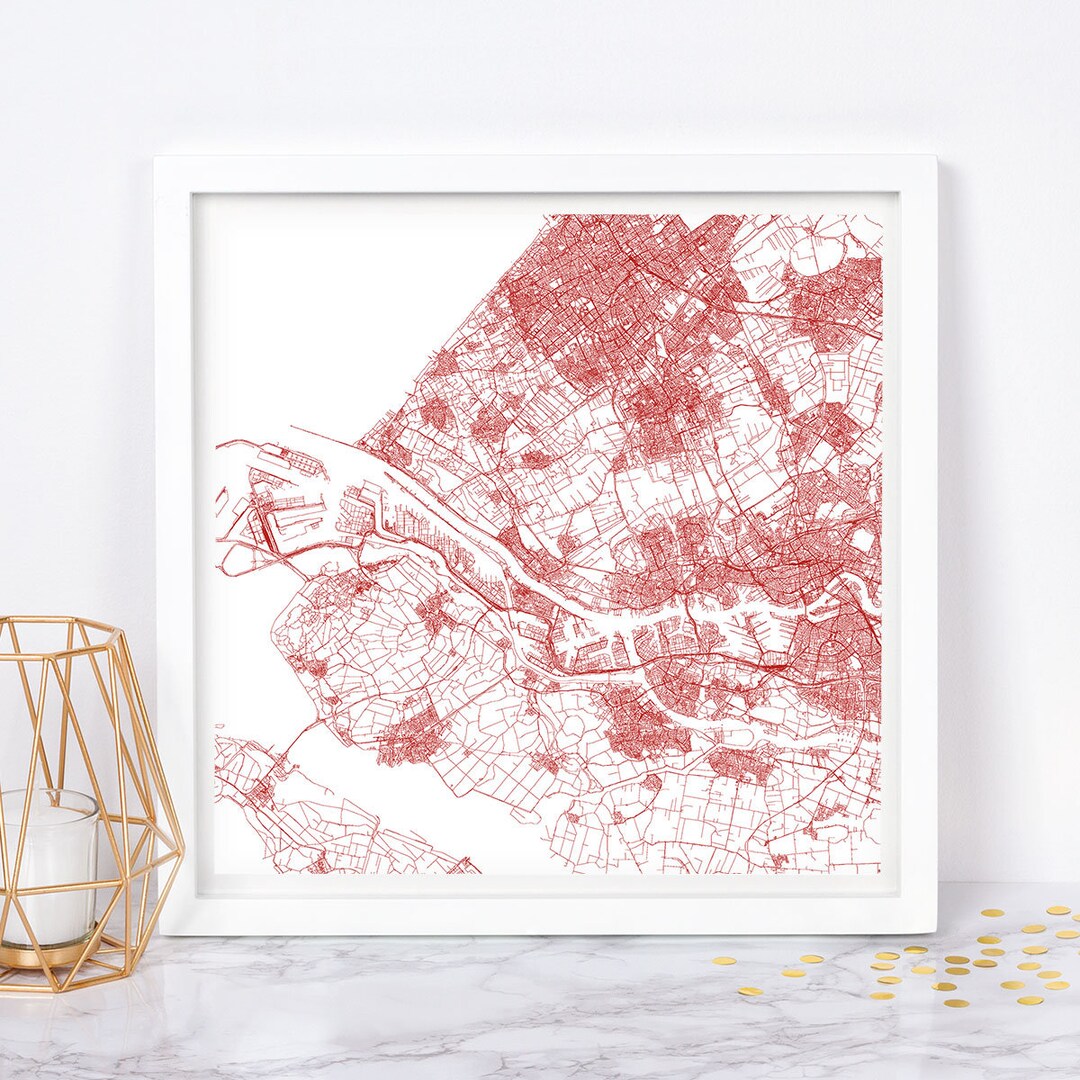 ROTTERDAM CITY MAP - Fine Art Map Poster - Rotterdam Netherlands Map ...