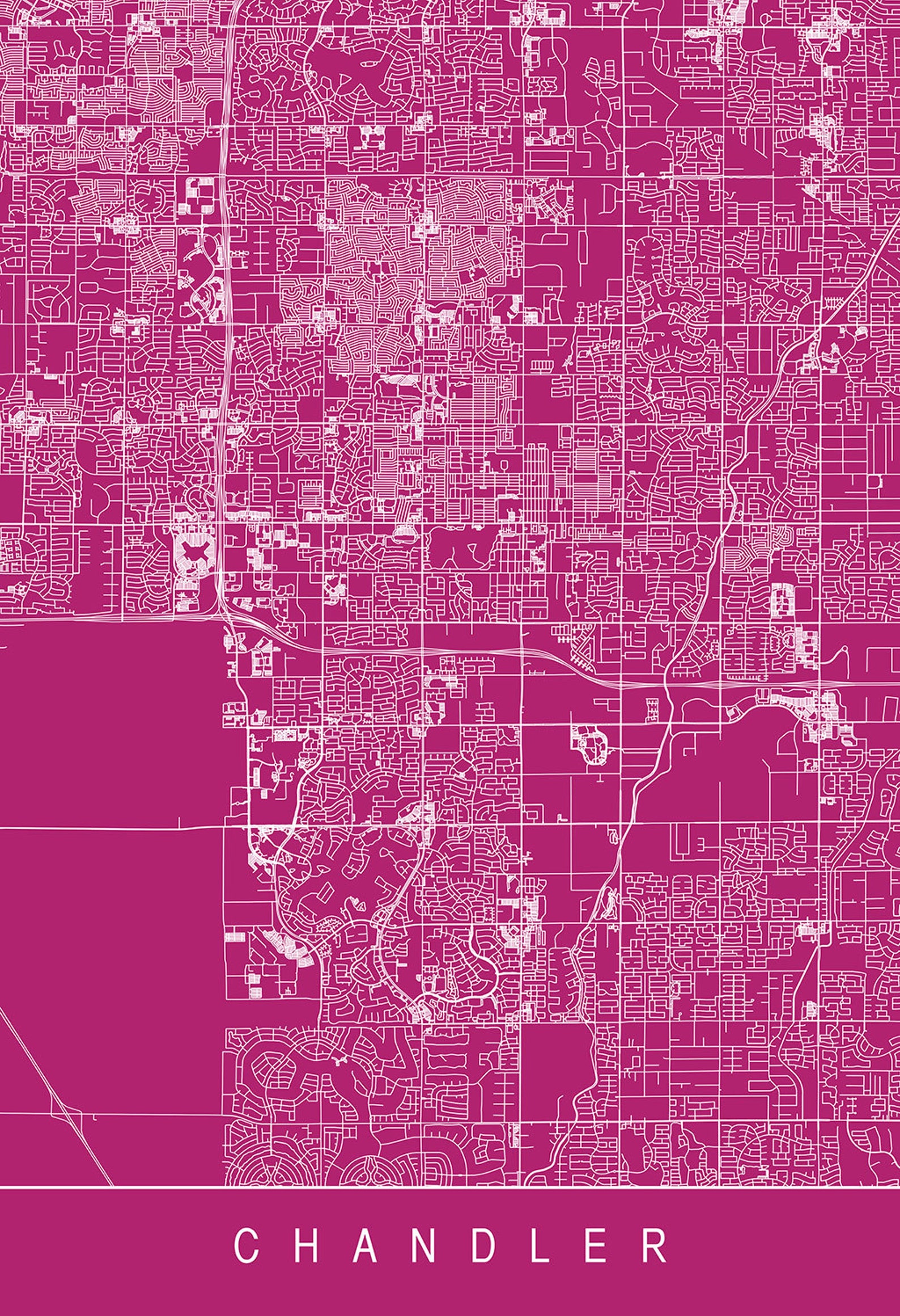 CHANDLER CITY MAP Line Art City Map Road Map of Chandler | Etsy