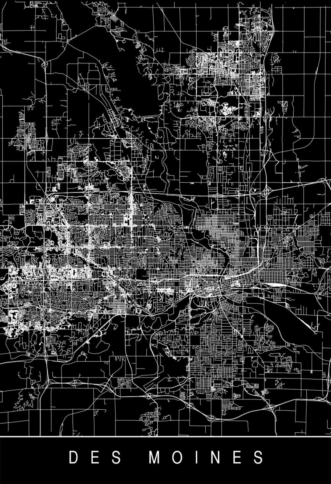 DES MOINES City MAP Art Print Line Art City Map Des Moines - Etsy