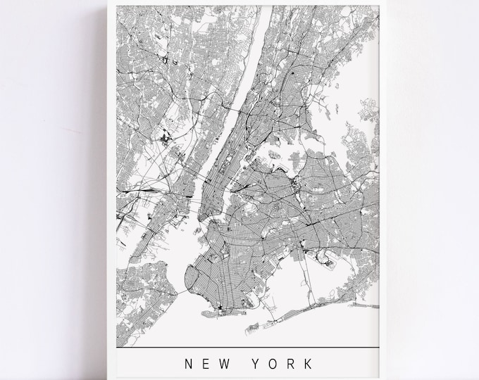 NEW YORK MAP Customizable New York City Map, Minimalist Manhattan Art ...
