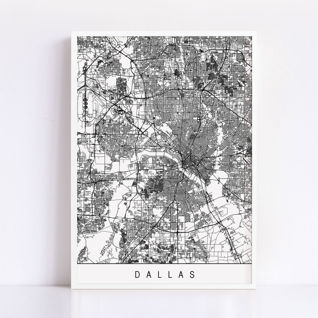 DALLAS MAP - High Quality Giclee Print, Minimalist Dallas Art Print ...