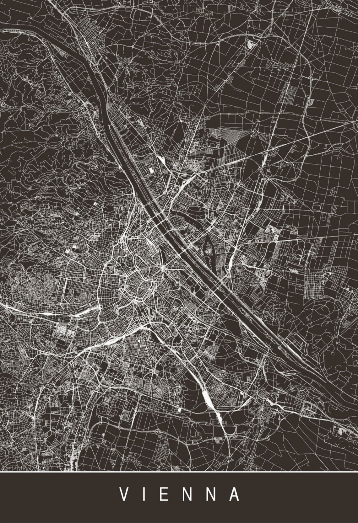 VIENNA CITY MAP Art Print Vienna Map Print High Quality | Etsy