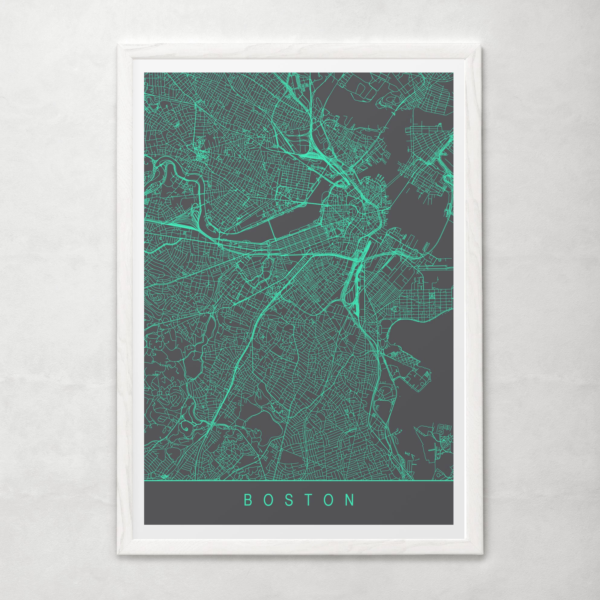 BOSTON MAP Modern Boston Art Print Minimalist City Map - Etsy Canada