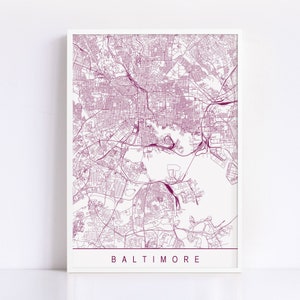 BALTIMORE MAP - High Quality Giclee Print, Minimalist Baltimore Art ...