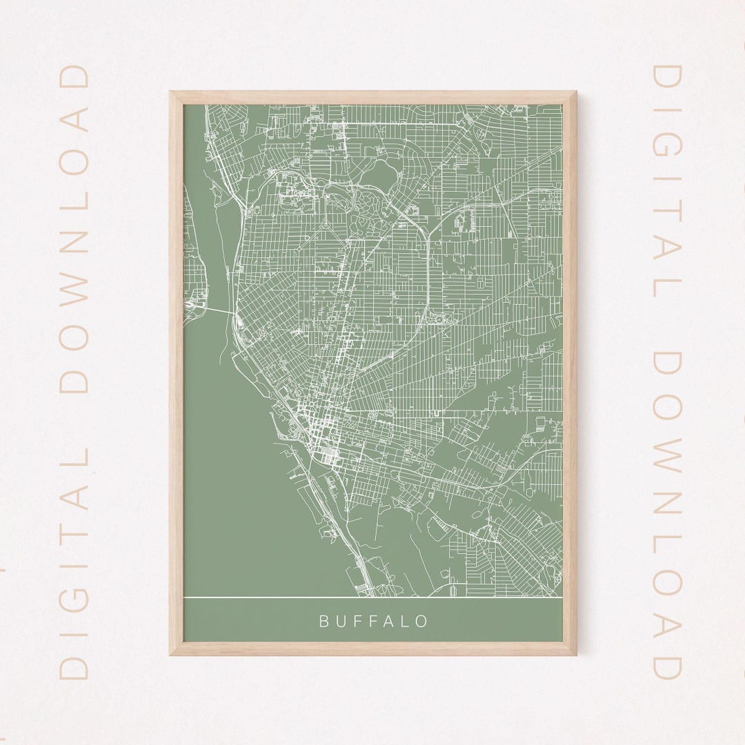 BUFFALO CITY MAP, Digital Download, Line Art City Map, Road Map of ...