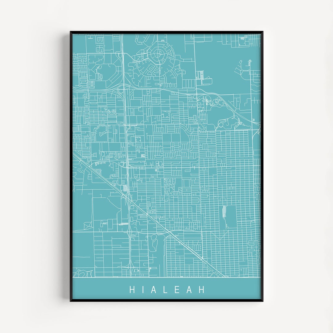 HIALEAH CITY MAP Line Art City Map Road Map of Hialeah, Florida Map, U ...
