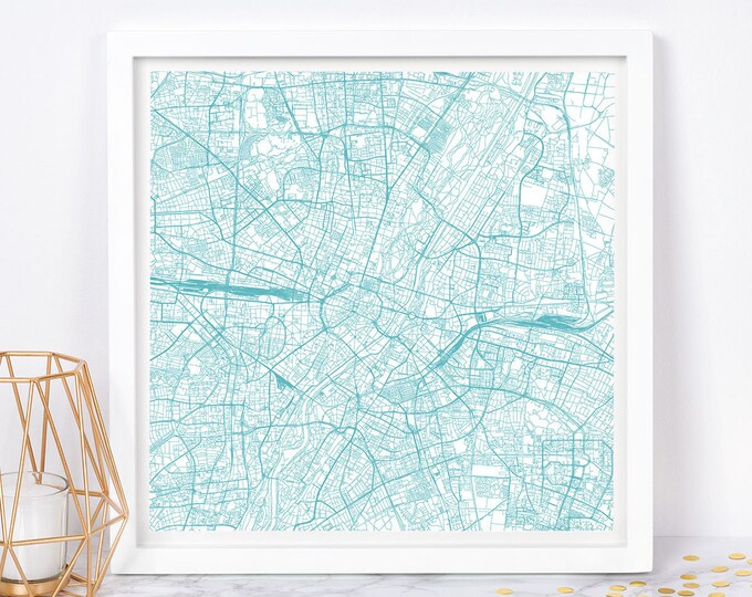 MUNICH CITY MAP Fine Art Map Poster Munich Map Print Minimalist City ...