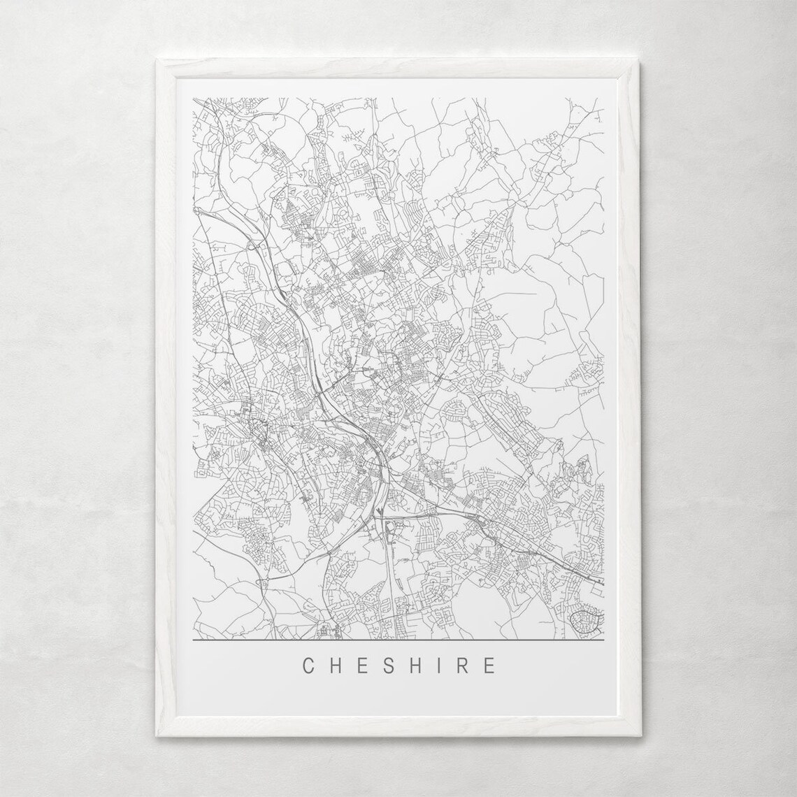 CHESHIRE MAP High Quality Giclee Print Minimalist Cheshire | Etsy