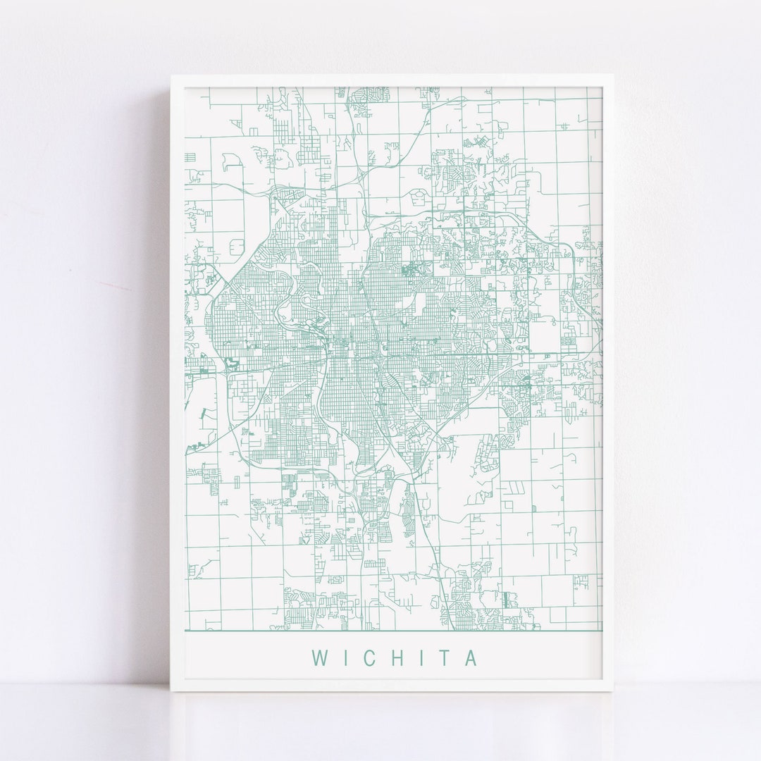 WICHITA KANSAS MAP - Customizable City Map, High Quality Giclee Print ...