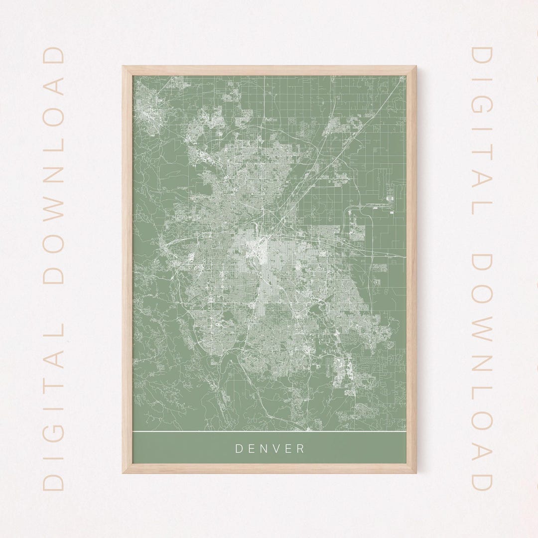 DENVER CITY MAP, Digital Print, Line Art City Map, Denver, Colorado Map ...