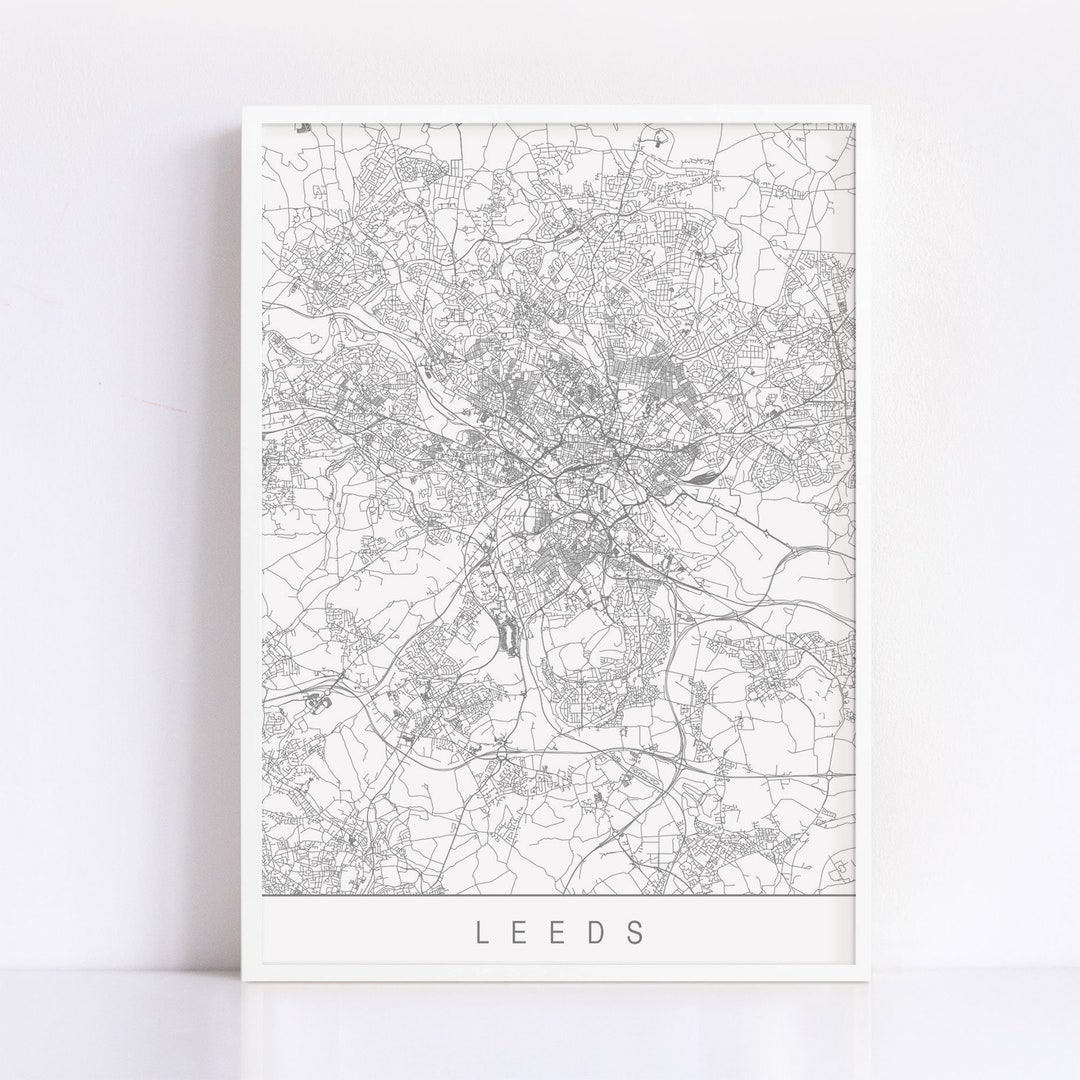 LEEDS MAP - High Quality Giclee Print, Minimalist Leeds Art Print ...