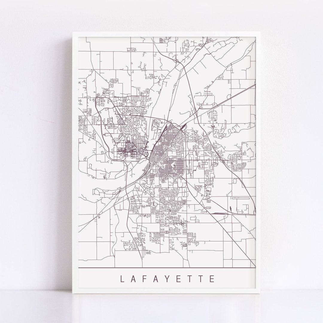 LAFAYETTE MAP - High Quality Giclee Print, Minimalist Lafayette Art ...