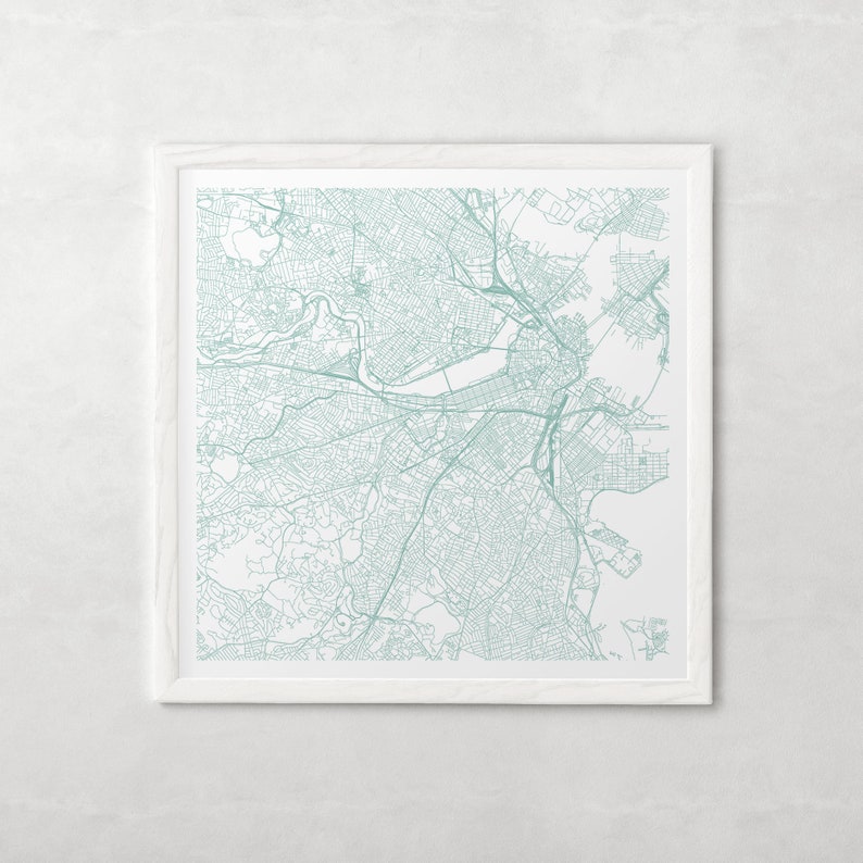 BOSTON CITY MAP Fine Art Map Poster Boston Map Print | Etsy