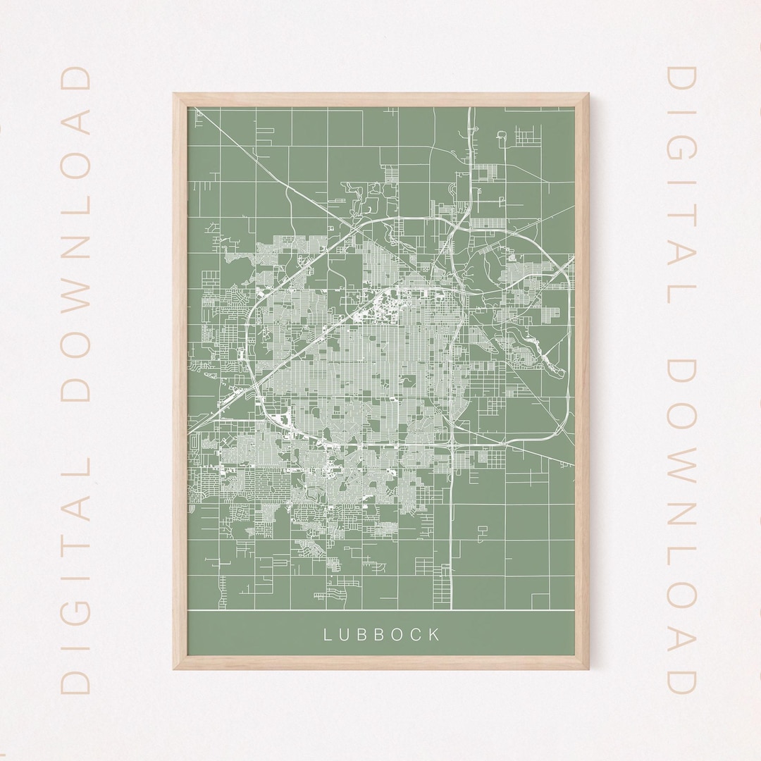 LUBBOCK CITY MAP, Digital, Line Art City Map, Road Map of Lubbock ...