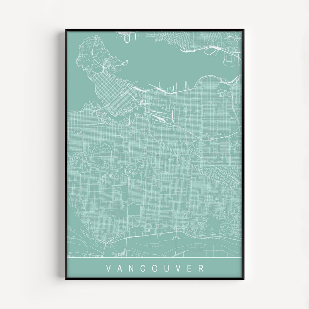 VANCOUVER CITY MAP Art Print vancouver B.C. Map Art High Quality Giclee ...