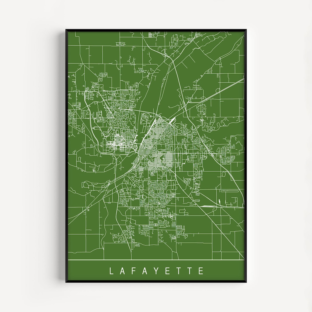 LAFAYETTE MAP PRINT Custom Line Art City Map Lafayette Indiana Map Art ...