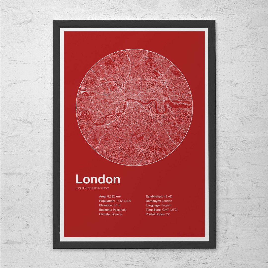 LONDON INFO MAP - London, England - Minimalist Map of London ...