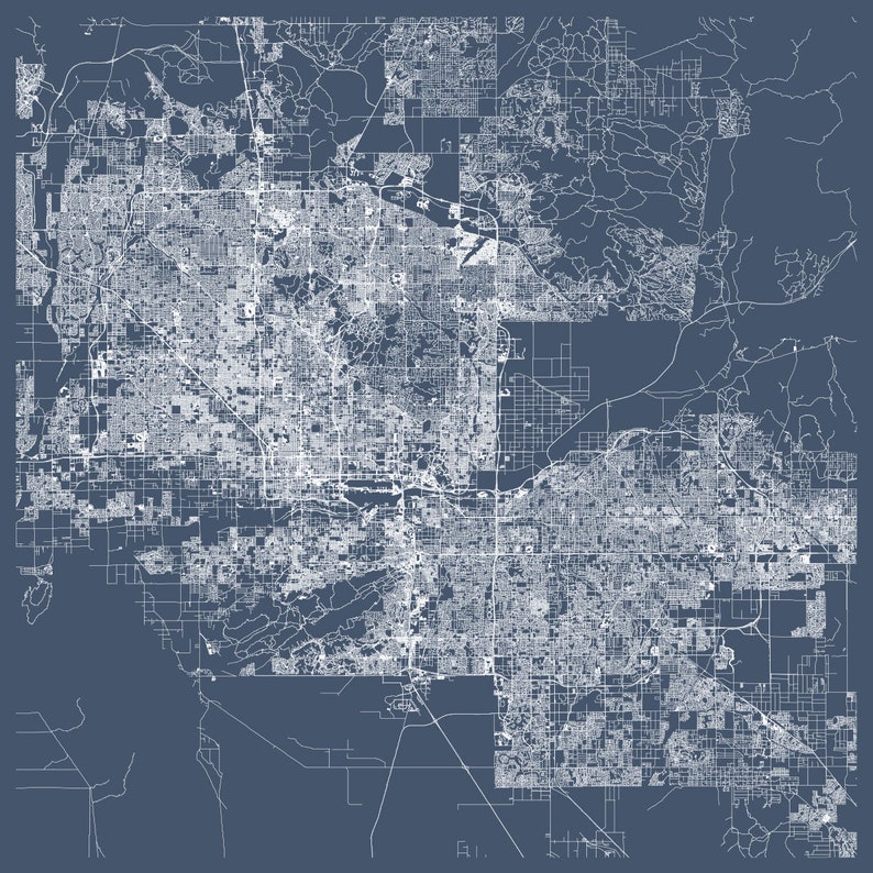 PHOENIX CITY Map Fine Art Map Poster Modern Arizona USA - Etsy