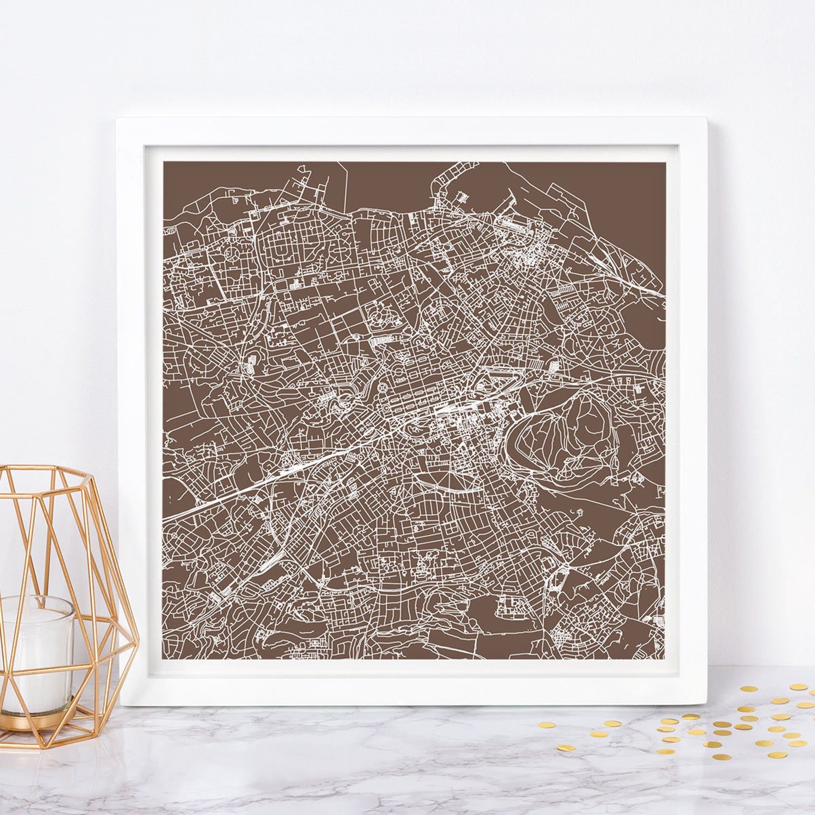 EDINBURGH CITY MAP Fine Art Map Poster Modern Scotland Map - Etsy