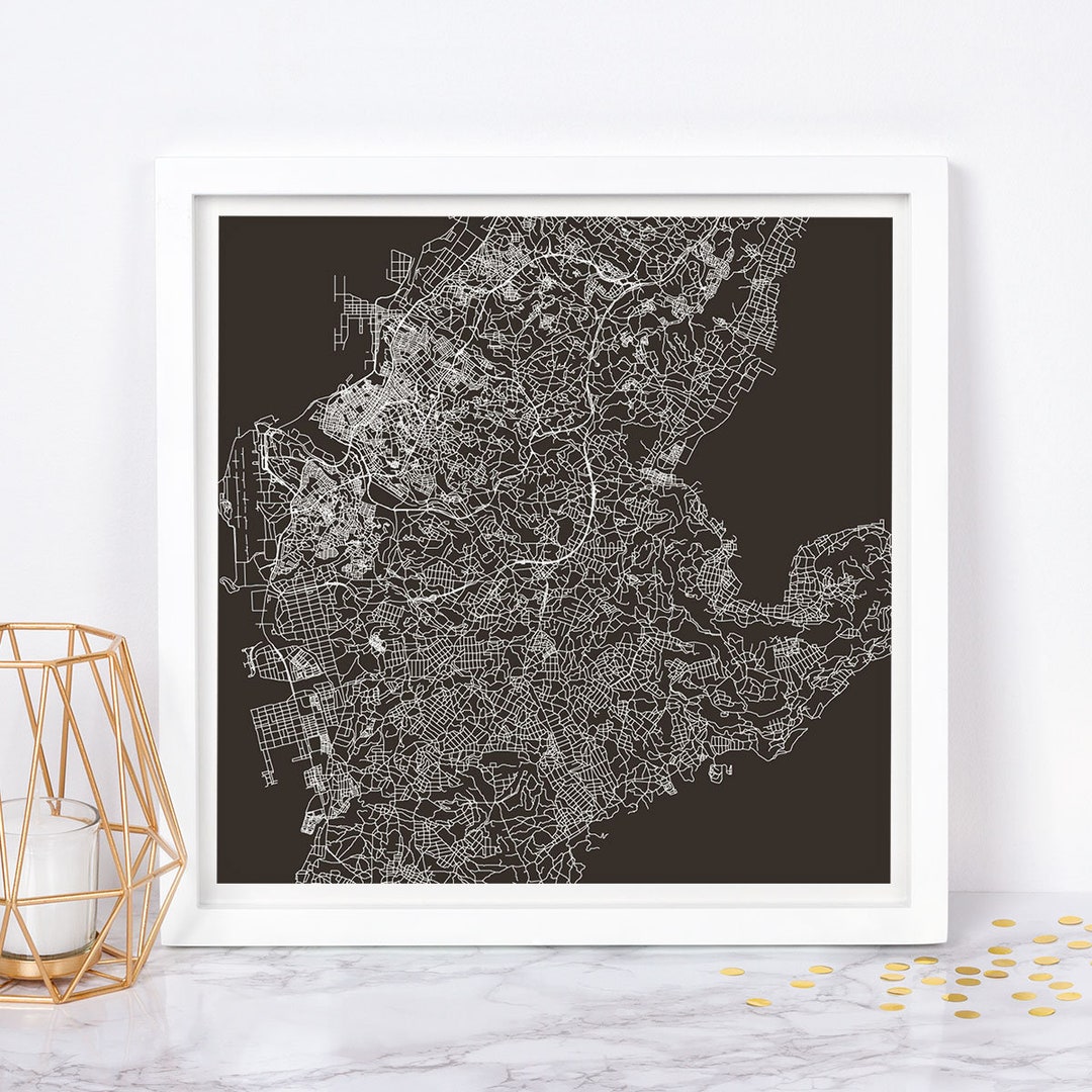 OKINAWA MAP PRINT - Modern Japanese Japan Map Poster - Minimalist City ...
