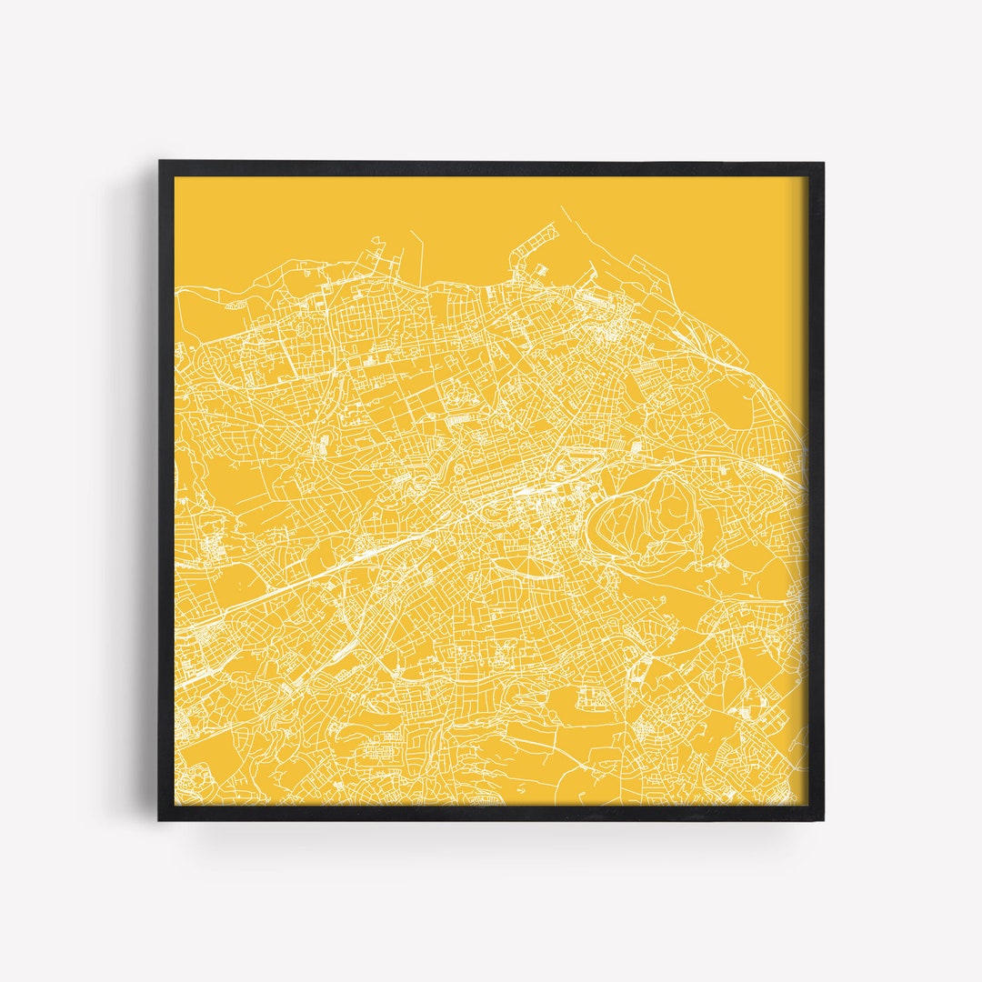 EDINBURGH CITY MAP - Fine Art Map Poster - Modern Scotland Map Print ...