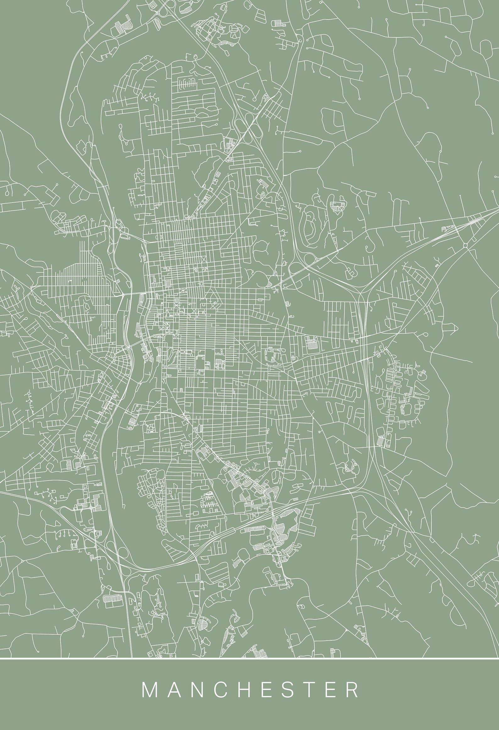 MANCHESTER NH MAP, Printable Digital Download, New Hampshire City ...
