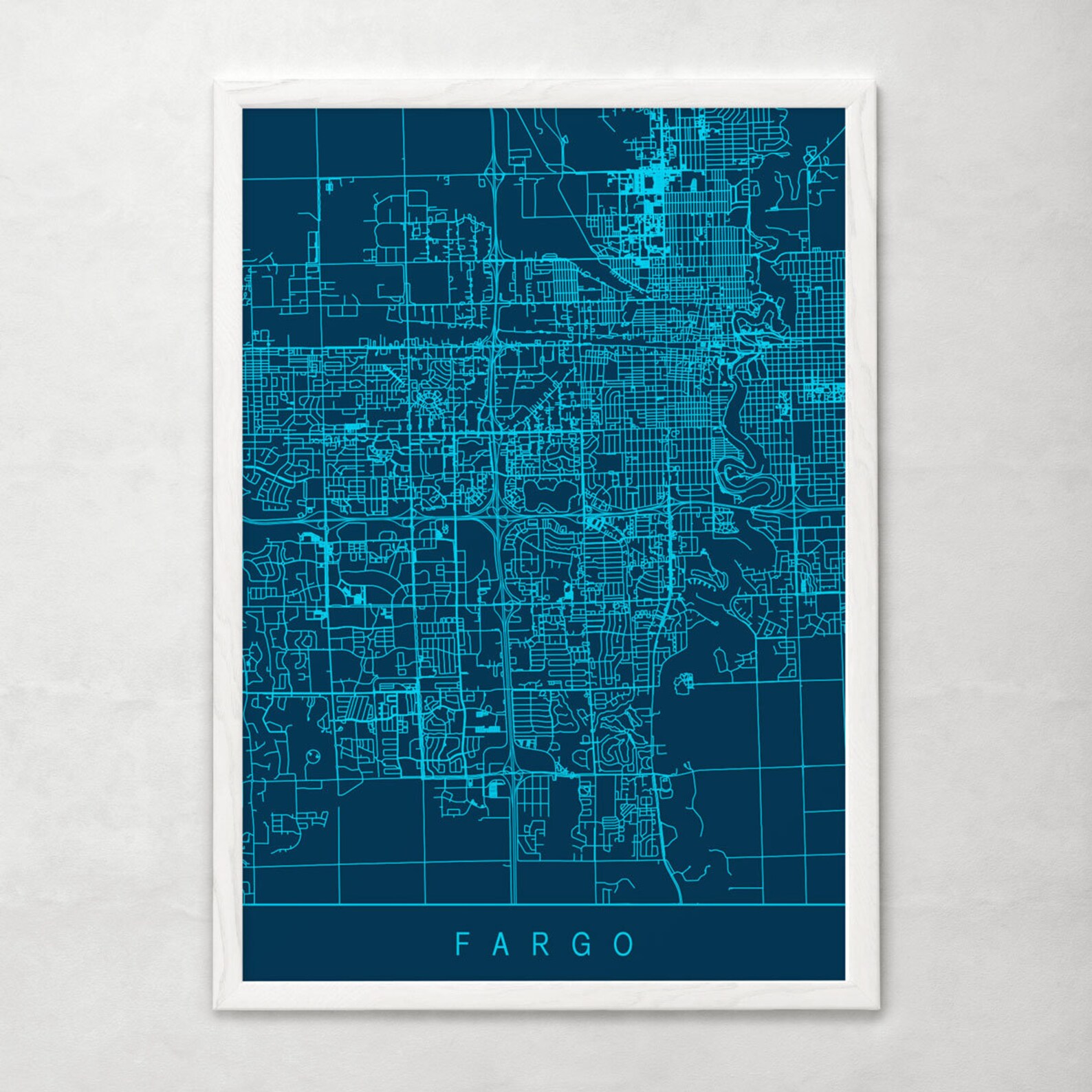 FARGO MAP Modern Fargo Art Print Minimalist City Map - Etsy