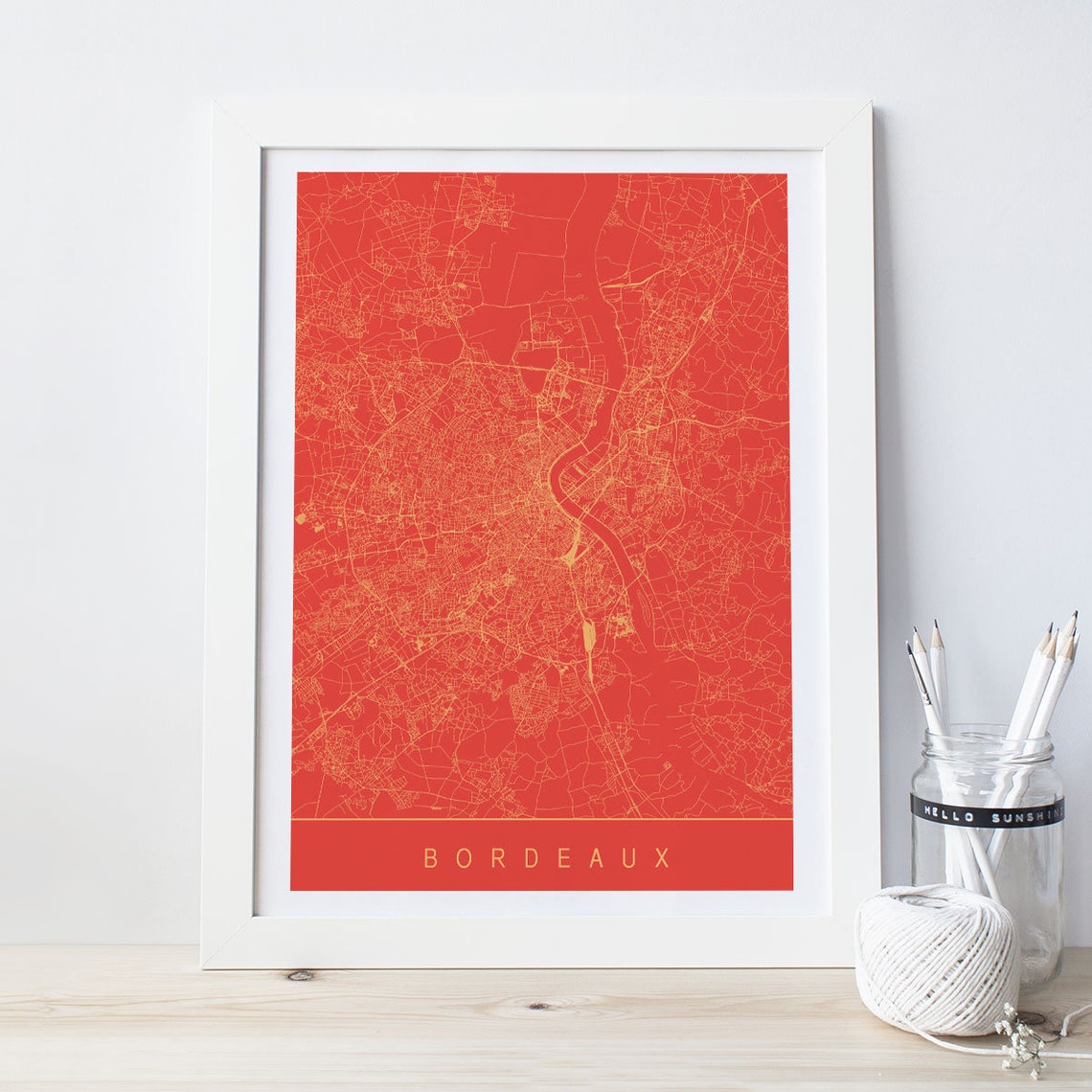 BORDEAUX MAP Modern Bordeaux Art Print Minimalist City Map - Etsy Canada