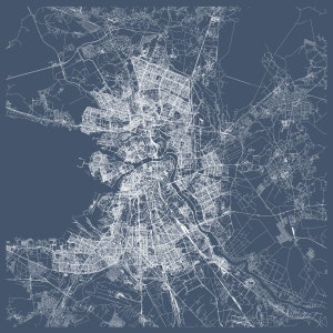 SAINT PETERSBURG CITY Map Fine Art Map Poster Modern Russia Map Print ...