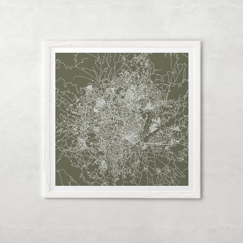 KATHMANDU CITY MAP Fine Art Map Poster Modern Nepal Nepalese - Etsy