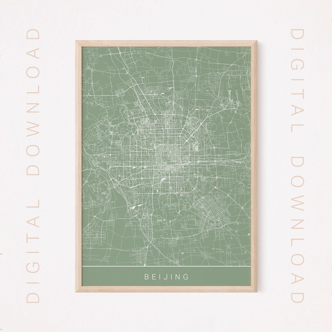 BEIJING CITY MAP, Digital Download, Line Art, Road Map of Beijing ...