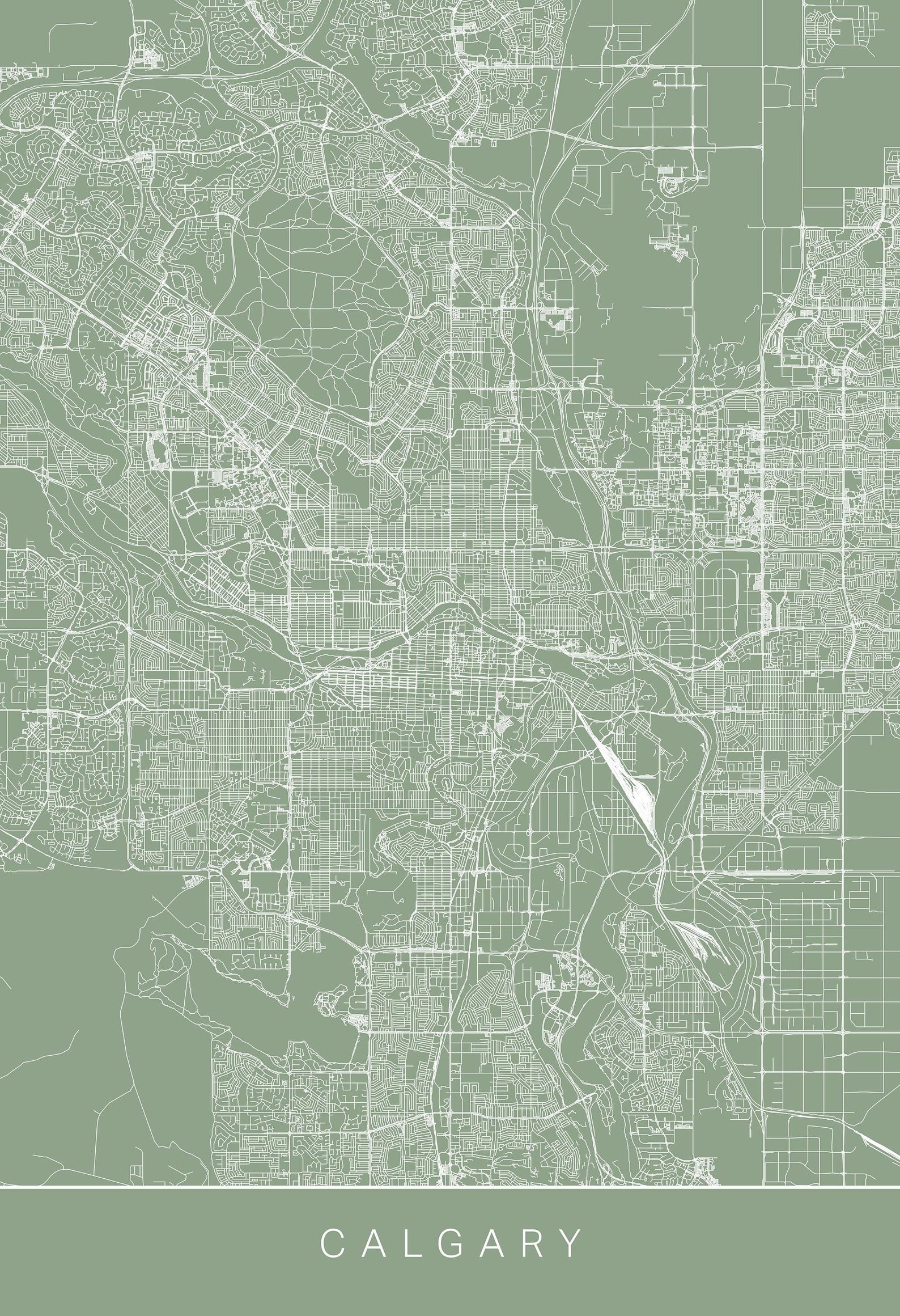 CALGARY CITY MAP Art Print, Line Art City Map, Calgary Alberta Canada ...