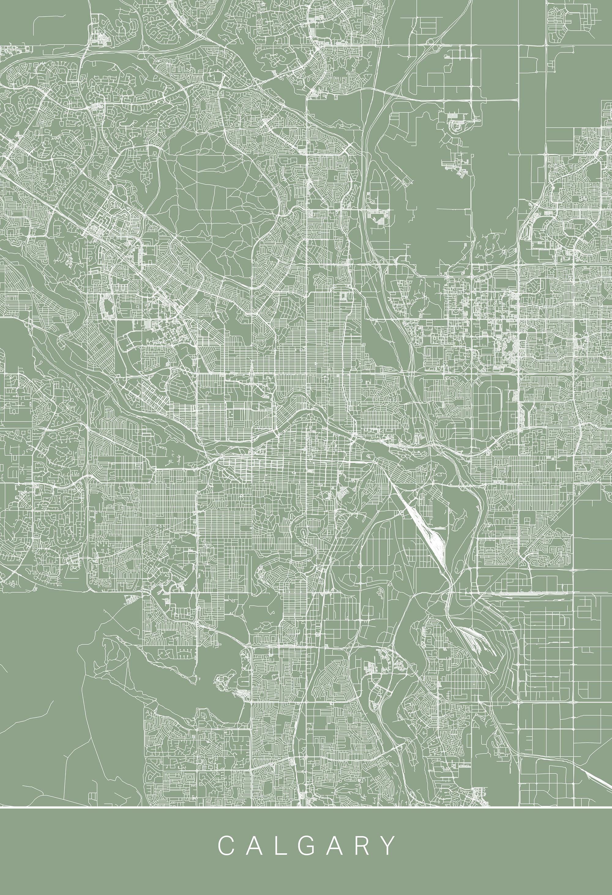 CALGARY CITY MAP Art Print, Line Art City Map, Calgary Alberta Canada ...