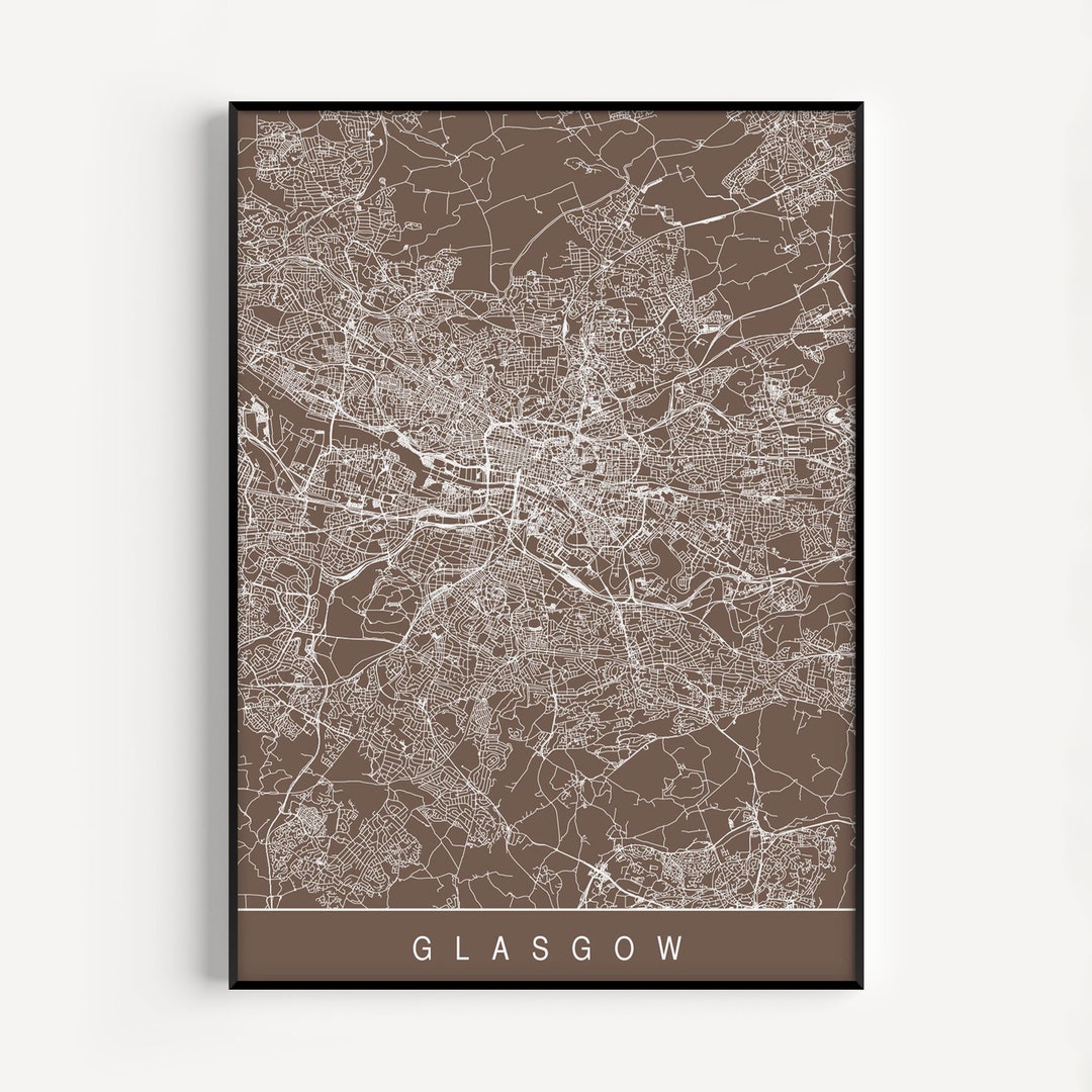 GLASGOW CITY MAP Art Print Line Art City Map Glasgow - Etsy