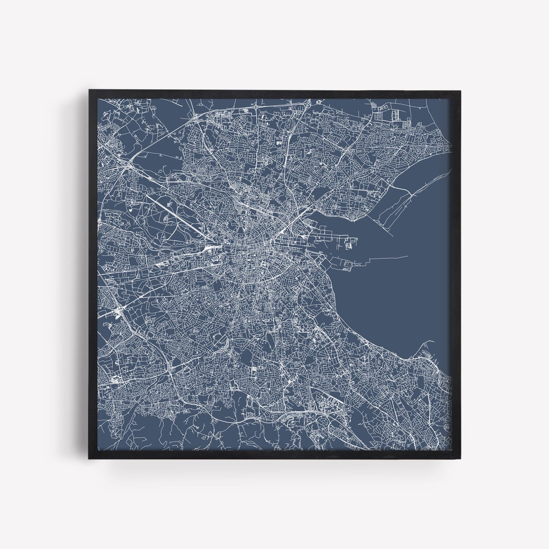 DUBLIN CITY MAP - Fine Art Map Poster - Modern Dublin Ireland Map Print ...