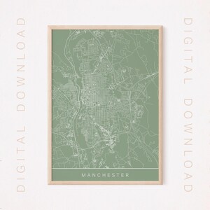 MANCHESTER NH MAP, Digital, Line Art City Map, Road Map of Manchester ...