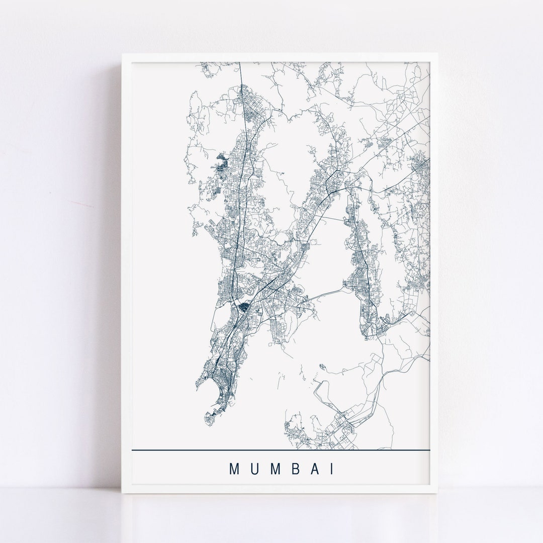 MUMBAI MAP - High Quality Giclee Print, Minimalist Mumbai Art Print ...